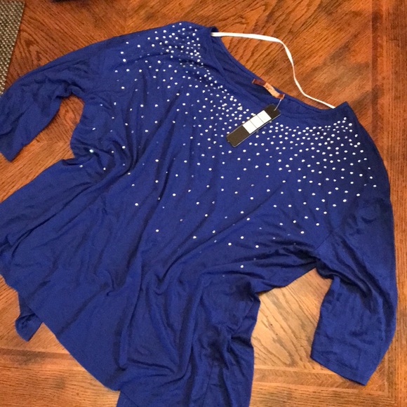 Belldini | Tops | Belldini Royal Blue Rhinestones Sparkle Top Nwt Size ...
